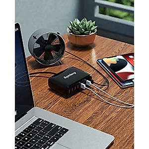 USB Charger Station, SUPERDANNY 8-Port Desktop Charging Station for Multiple Devices, Compatible with iPhone 11/X/Xs/Max/XR/SE/8/Plus, iPad Pro/Air/Mini, AirPods, Galaxy S10 Note, LG, and More, Black