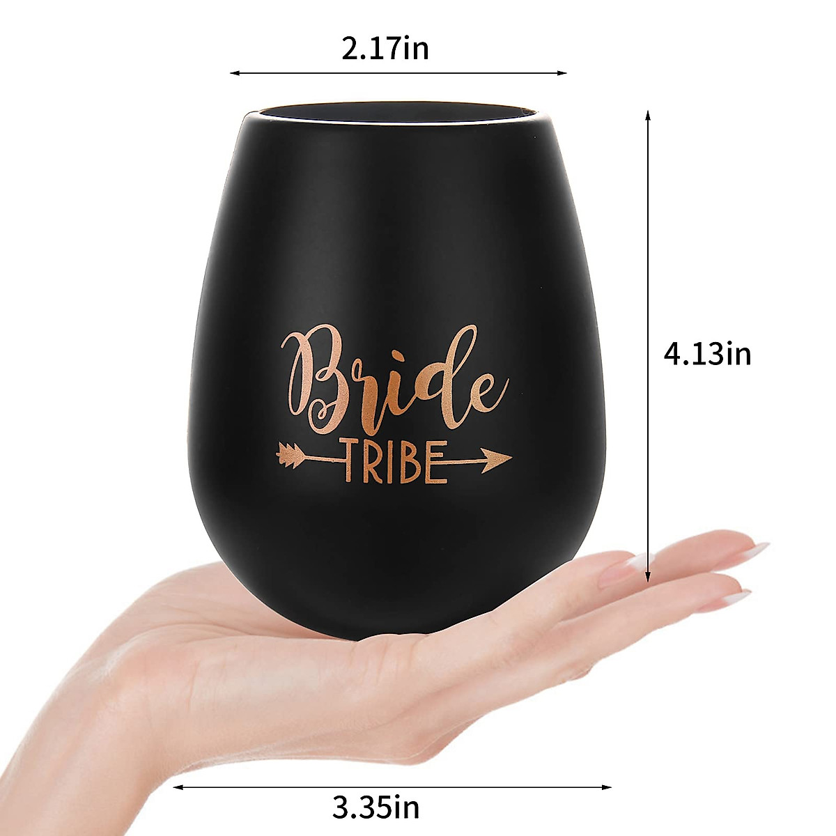 YYYJ Bachelorette Party Silicone Wine Cups, Bride Tribe & Bridesmaid Wedding Cups, Set of 10 for Bridesmaid Gift Party Favors (Black)
