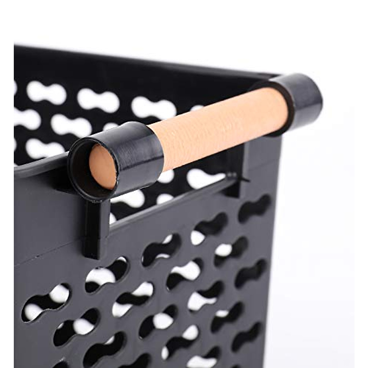 Yesland 6 Pack Plastic Storage Basket, Black Basket / Organizer / Bin with Handles for Home Office Closet