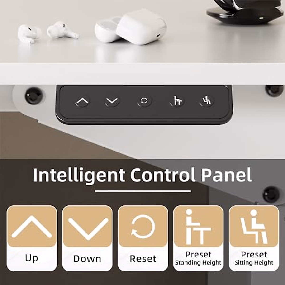 Shahoo Electric Standing Desk 4 Legs, 71 x 28 Inches Height Adjustable Table with Strong Dual Motor, Computer Workstation with Memory Preset for Home Office, White