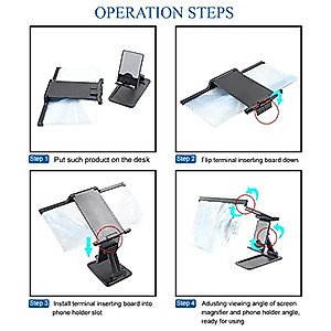 LCOOL 12 inch Screen Magnifier for Smartphone– 3D HD Phone Screen Amplifier with Foldable Phone Stand Adjustable Angle, Compatible with All Smartphones(Black), 10 x 6.4 x 0.86 inch (P20)