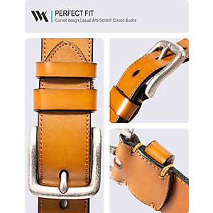 WOLFANT Men's 38mm Casual Jean Belt,100% Real Solid Full Grain Leather
