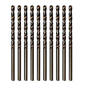 STROTON (3/32 Inch, Pack of 10) M35 5% Cobalt Twist Drill Bit Set for Hard Metal, Steel, and Stainless Steel