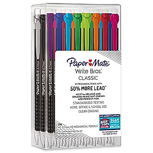 Paper Mate Mechanical Pencils, Write Bros. Classic #2 Pencil, Great for Standardized Testing, 0.7mm, 24 Count