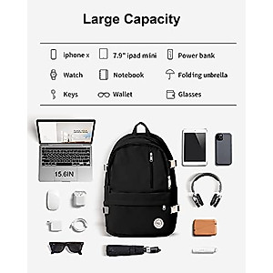 VGOCO Backpack for Women,Unisex Lightweight Backpack Bag Water-proof Casual Rucksack for Women Men Fits 14 inch Laptop Work Daypack Black