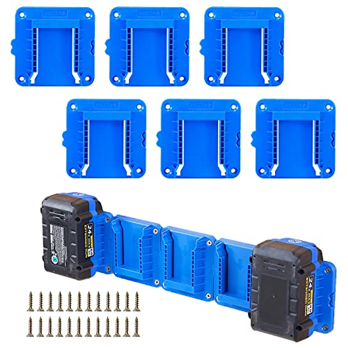 Crivnhar 6 Pack Battery Holder Work for Kobalt 24V Max Battery Mounts Dock Holder Fit for KB624-03 KB524-03 KB424-03 KB224-03(w/24 Screws, No Battery)