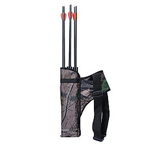 UNISTRENGH Back Hip Archery Quiver Holder 3 Tube Camo Archery Arrow Quiver Holder for Hunting Training with Carry Bag for 24-30 Arrows