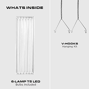 Four Bros Lighting LED Ready 6 Bulb/Lamp F54T5 High Bay Light Fixture - Non-shunted Sockets - 6 LED T5 Tubes Included - Commercial Grade - Brighter Than T8 LED and Fluorescent