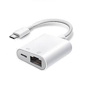 USB C to Ethernet Adapter, Ethernet Adapter with Charging (PD15W), Plug and Play, Type C to LAN Network Ethernet Adapter, Supports 100Mbps Ethernet Network Compatible for Android/iPad/MacBook