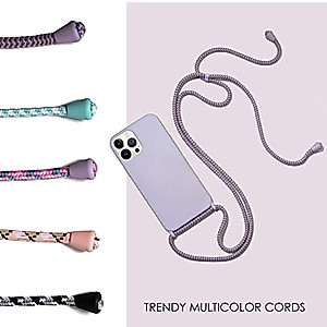 Ecofriendly iPhone 13 Pro Max Crossbody Cord Case Leash Hands-Free Adjustable Strap Landyard Shockproof Resistant Cover (Purple)