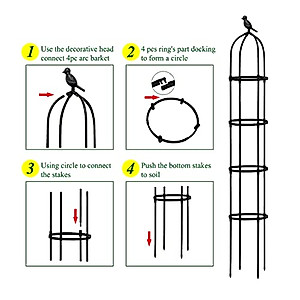 Garden Trellis for Climbing Plants, 6ft Tall Tower Obelisk Garden Trellis for Plant Support, Rustproof Round Plant Support for Climbing Vines Flower Stands Vegetable Indoor Outdoor Potted Plant 1 Pack