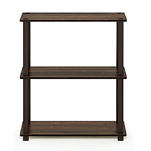 Furinno Turn-S-Tube 3-Tier Compact Multipurpose Shelf with Square Tube, Walnut/Brown (18025WN/BR)