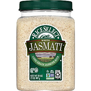 RiceSelect Jasmati Rice, Long-Grain Jasmine Rice, Premium Gluten Free Rice, Non-GMO, 32 Ounce Jar