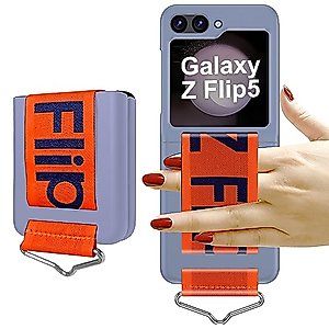 For Galaxy Z Flip 5 Case with Strap, Nylon Hinge Protection Hard PC Z Flip 5 Case with Adjustable Hand Strap Ring For Women Men, Shockproof Slim Protective Cover for Samsung Galaxy Z Flip 5 5g 2023