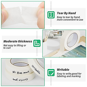 CREGEAR Masking Tape 1 Inch × 55 Yards per Roll, 10Pack General Purpose Masking Tape Bulk for Painting, Arts, Crafts, Label, Light Duty Packaging, Total 550 Yards/1650 Feet