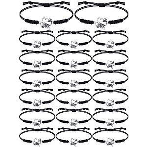 Rtteri 20 Pcs Cheerleader Gifts Cheer Bracelet Girls Charm Bracelet Adjustable Cheerleader Gifts For Cheer Team Jewelry Accessories Bulk(Black)