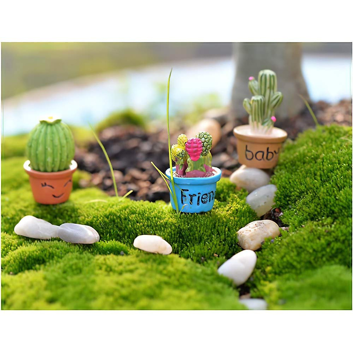 7 in 1 Dollhouse Decoration Plant Pots Miniature Green Potted Miniature Bonsai Model Dollhouse Accessories Decor,1 12 Scale Doll House Miniature Plant Model (7 dersert Plants Bots)