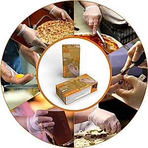 X3 Clear Vinyl Disposable Industrial Gloves, 3 Mil, Latex & Powder-Free, Food-Safe, Non-Sterile, Smooth, Large, Box of 100