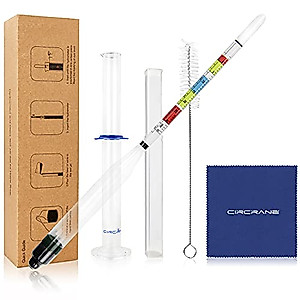 Circrane Hydrometer & Glass Test Jar Set, Triple Scale Alcohol Hydrometer with Glass Cylinder for Brew Beer, Wine, Mead and Kombucha, ABV, Brix and Gravity Test Kit, Home Brewing Supplies