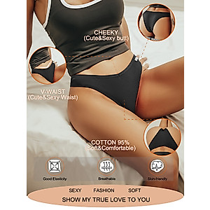 FINETOO Womens Cotton Underwear Sexy Stretch Bikini Panties Low Rise Hipster Ladies Soft V-Waist Cheeky(L)