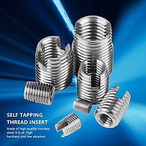 50Pcs Stainless Steel Inner Thread Self Tapping Thread Inserts Set Thread Reinforce Repair Tool M3- with a Storage Case