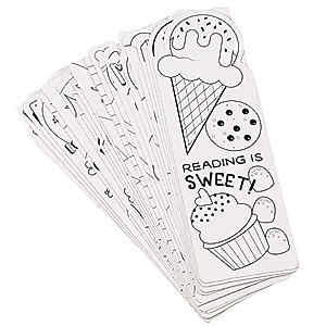 24 Pack Color Your Own Bookmarks for Kids, Students, DIY Classroom Art, 24 Book Worm Designs (2 x 6 in)