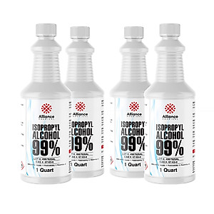 Isopropyl Alcohol 99% - 1 Gallon (4 x 32 FL Oz Bottles) - High-Purity Concentrated Rubbing Alcohol for Effective Cleaning - Quick-Drying, Domestically Sourced IPA