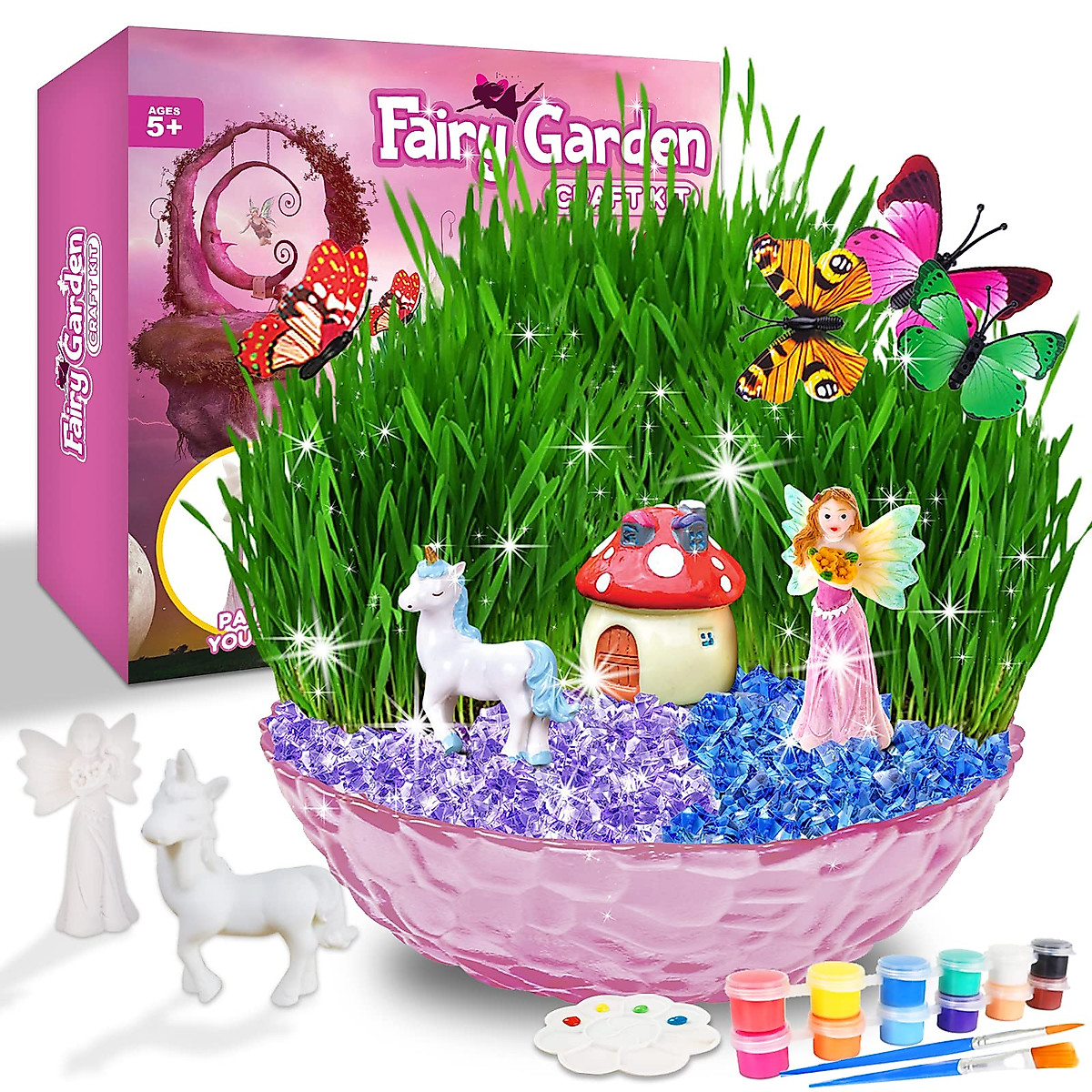 Catcrafter Fairy Garden Kit for Kids | Light Up Fairy Unicorn Terrarium Kit | Science STEM Toys Presents | Unicorn Arts and Crafts Stuff for Little Girls Age 4 5 6 7 8-12 Year Old Girl Gift
