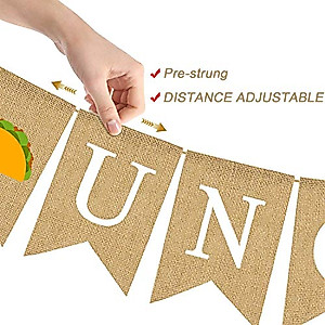 Rainlemon UNO High Chair Banner Mexican Cinco De Mayo Jute Burlap Taco Cactus Baby 1st Birthday Party Fiesta Decoration