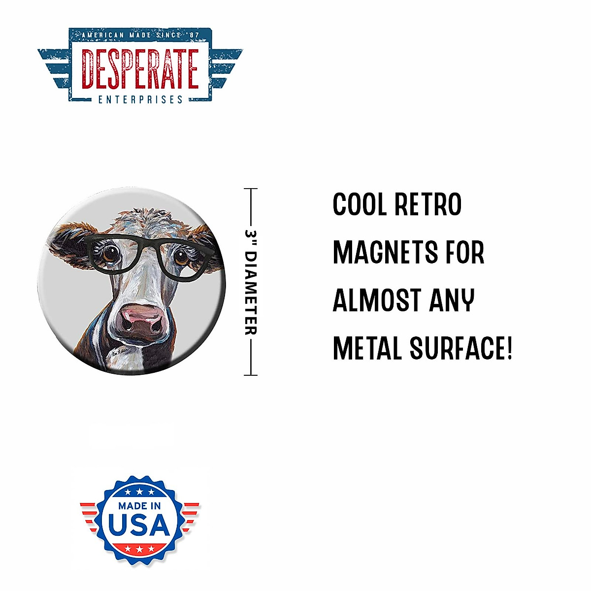 Desperate Enterprises Cora The Cow Refrigerator Magnet - Funny Magnets for Office, Home & School - Made in The USA