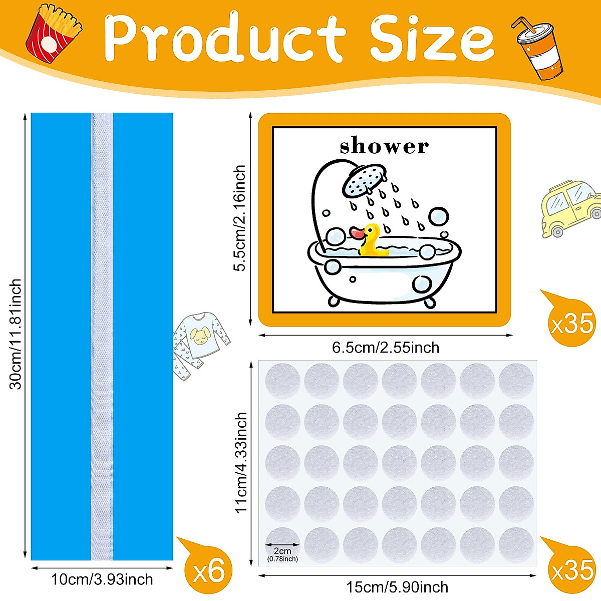 35 Pieces Visual Schedule Cards Routine Cards Home Chore Chart Routine Cards Autism Learning Materials with 35 Pieces Hook and Loop Dots for Kids, Classroom School (Yellow, Cute Style)