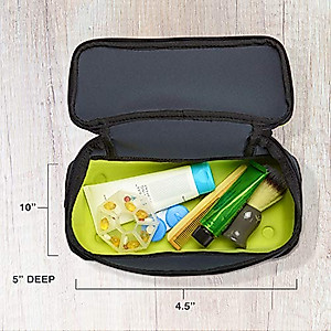 Lewis N. Clark Travelflex Toiletry Kit, Makeup Bag, Shower Caddy + Travel Organizer for Luggage, Carry-on or Suitcase, Classic Side Zip, Charcoal