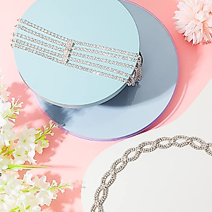 Taiyin 2 Pcs Women Rhinestones Headband Adjustable Crystal Head Chain Elastic Headband Rhinestone Bridal Headpieces Glitter Headband for Women Wedding