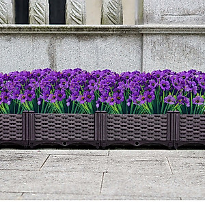 SOFYOURS 16 Bundles Artificial Flowers Purple Outdoor UV Resistant Plant No Fade Fake Flowers for Garden Porch Window Box