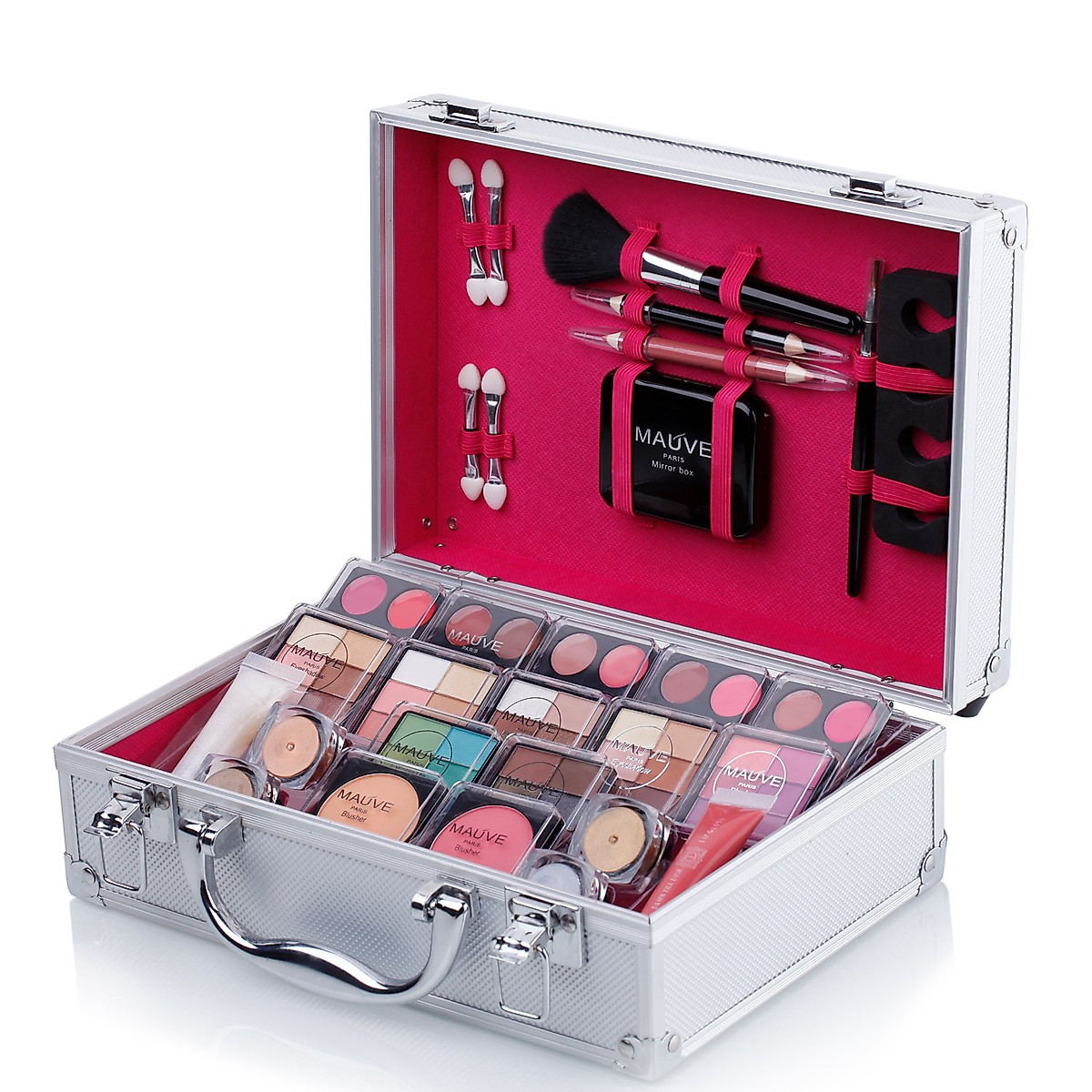DUER LIKA Makeup Kit for Girls and kids 8-12 Carry All Makeup Train Case with Pro Makeup for Teens Women Full Starter Cosmetics Set (SILVER)
