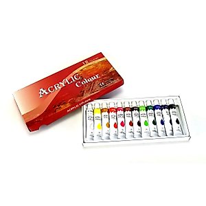 12 Color Acrylic Paint Set 12 ml Tubes Artist Draw Painting Rainbow Pigment