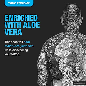 H2Ocean Blue Green Foam Soap - Tattoo Foam Antibacterial Soap for Tattoo Aftercare - Tattoo Care with Aloe Vera - Travel-Size Tattoo Moisturizer Soap - 1.7 oz