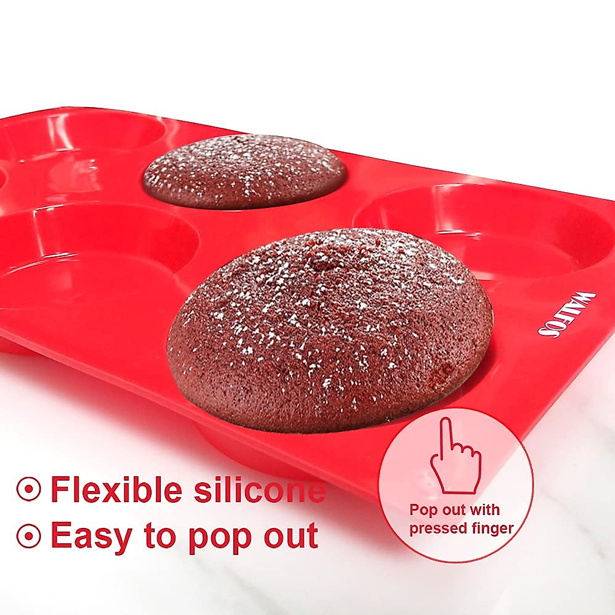 Walfos Silicone Whoopie Pie Baking Pans, 3 Pcs Non-Stick Muffin Top Pan. Food Grade and BPA Free Silicone, Great for Muffin, Eggs, Tarts and More, Dishwasher Safe
