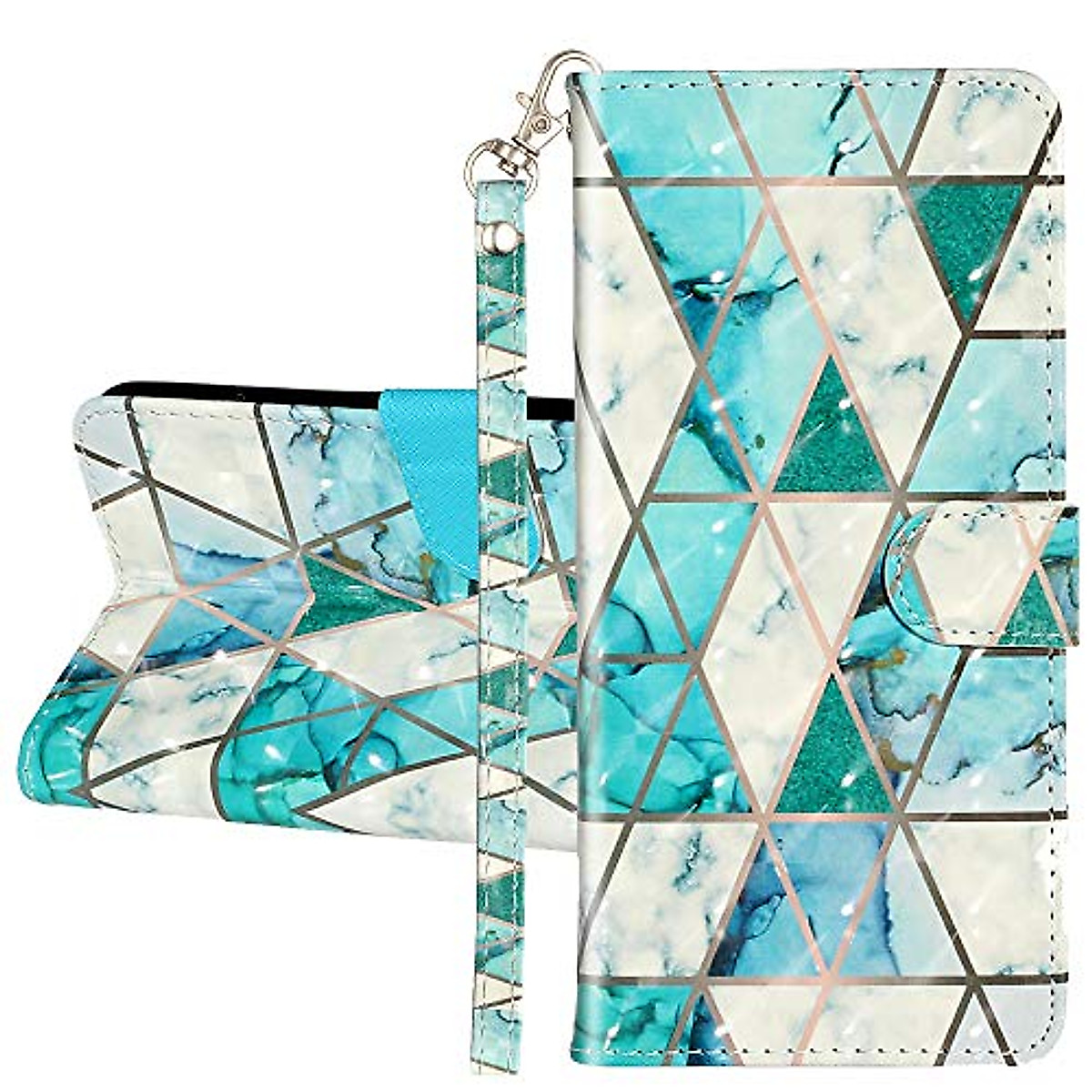 XYX Wallet Case for iPod Touch 7th/6th/5th Generation, Colorful Painted Pattern PU Leather Flip Case Kickstand with Wrist Strap, Marble