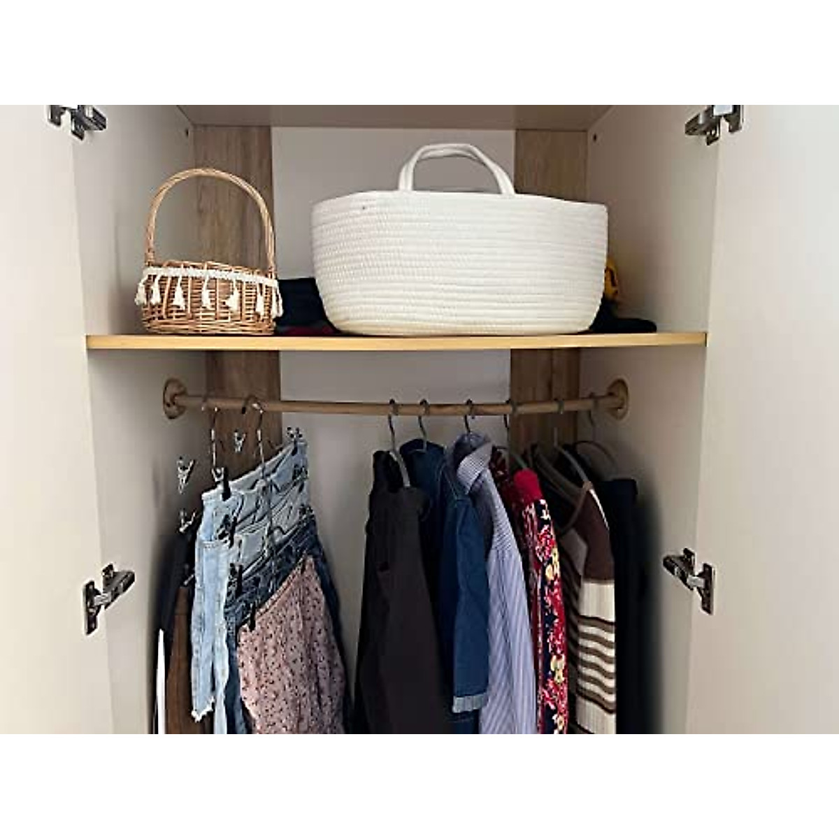 HAODOPSTY Space Saving Pants Hangers with Clips - Ideal Skirt Hanger for Women - Organize Your Closet Efficiently, Chrome, 4Pack