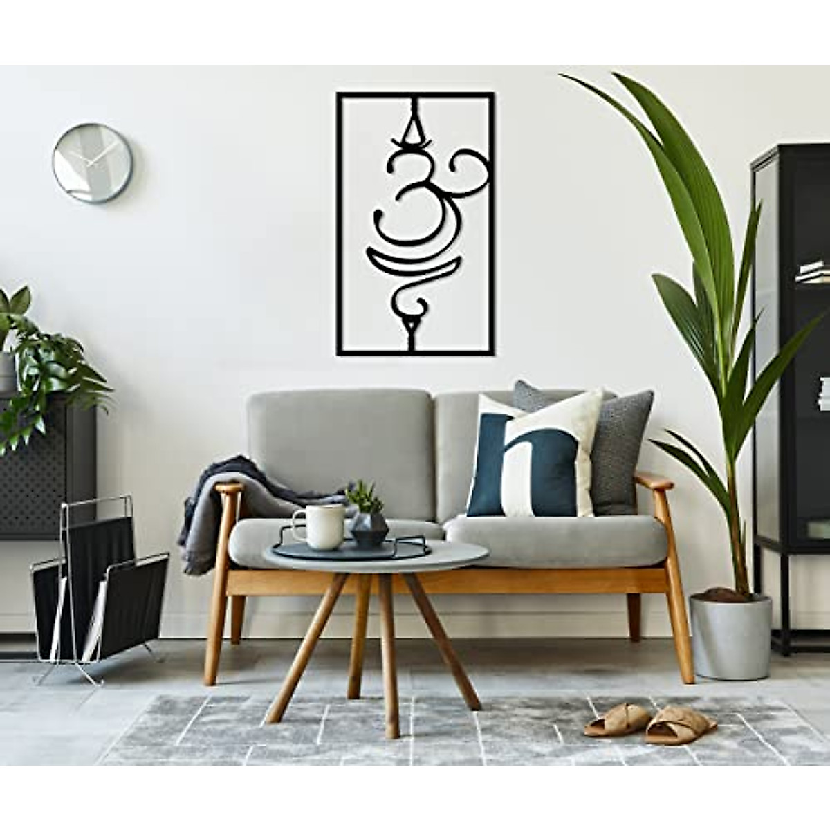 Breathe Sanskrit Symbol Metal Wall Decor, Om Yoga Symbol Wall Art, Yoga Meditation Home Decor, Zen Yoga Studio Decor, Yoga Lover Breathe Gift, Gift for Yoga Lovers (38.5 x 23.1” / 98 x 58 cm)