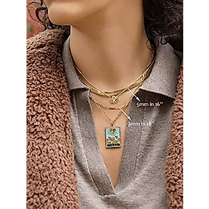 NUZON Gold Choker Necklaces for Women Girls 14K Gold Plated 5MM Snake Chain Necklace Thick Flat Herringbone Necklace Layering Jewelry Gift 16''