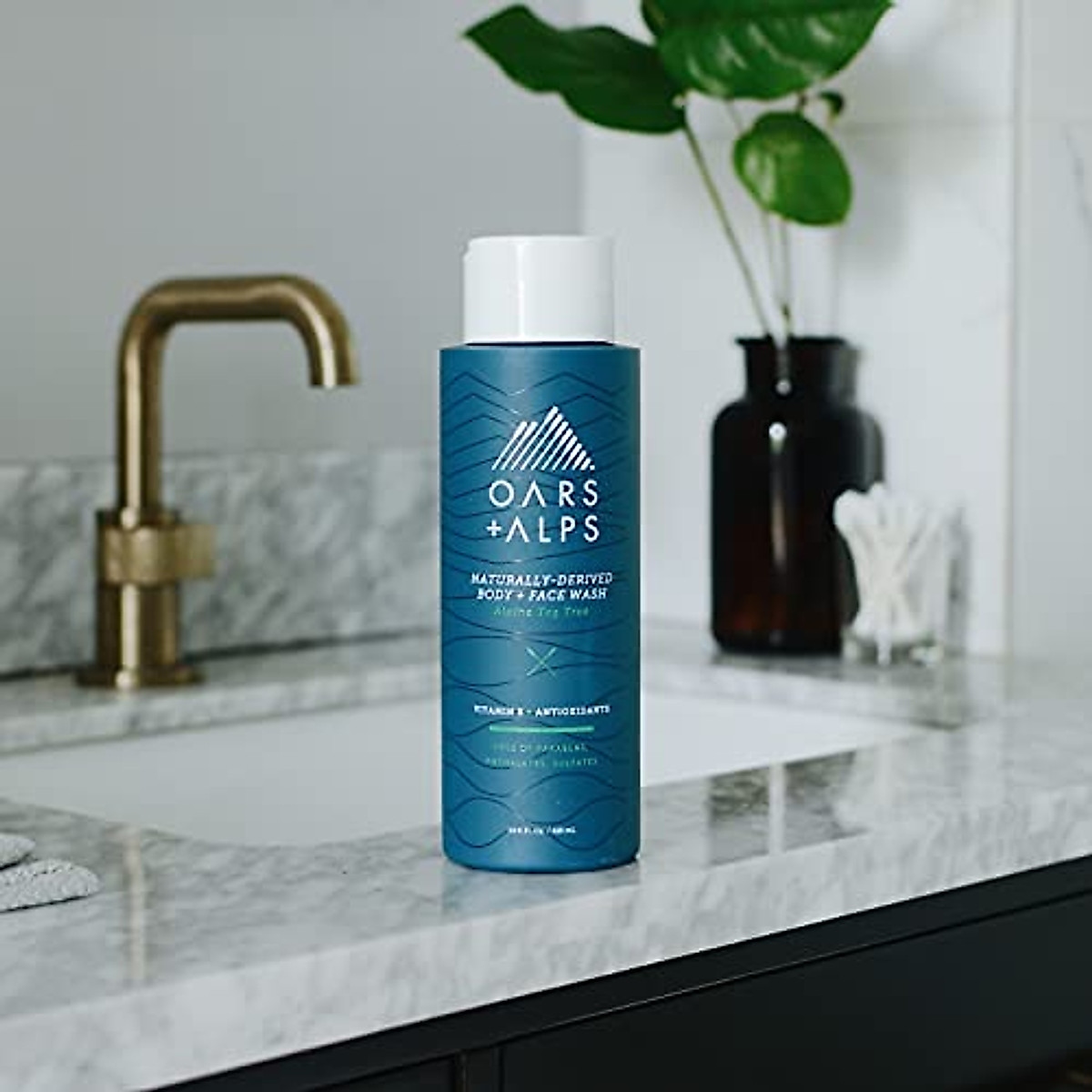 Oars + Alps Mens Moisturizing Body and Face Wash, Skin Care Infused with Vitamin E and Antioxidants, Sulfate Free, Alpine Tea Tree, 1 Pack