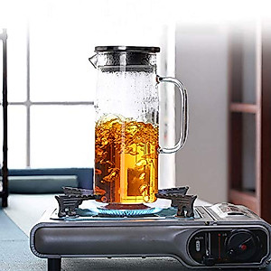 Hwagui - Heat Resistant Glass Pitcher with Stainless Steel Lid, Water Carafe with Handle, Good Beverage Pitcher for Homemade Juice and Iced Tea, 1000ml/34oz