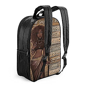 African American Women God Says You Are Unique Melanin Backpack Large Bookbag Double Sided Prints Travel Backpack Unisex Casual Backpack School Backpack, 17 Inch, Black Girl Pride