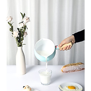 Japanese-style small milk pot non-stick coating hot milk small soup pot, 1.2L, 5 cups, imitation enamel pot (White)