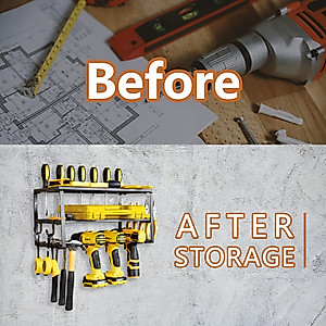 QUSIMI Wall Mounted Power Tool Organizer,Garage Space-Saving Tool Organizers and Storage,Metal Utility Shelf Storage Rack for Cordless Drill