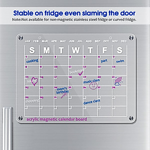 Acrylic Magnetic Dry Erase Board,MOOACE Adhesive Calendar Planner Board for Fridge and Wall Set of 2,Includes 6 Magnetic Markers with 3 Colors,Pen Holder,Clean Cloth and Self Adhesive Wall Hooks