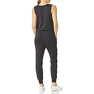 Amazon Essentials Women's Studio Terry Fleece Jumpsuit (Available in Plus Size), Black, Medium