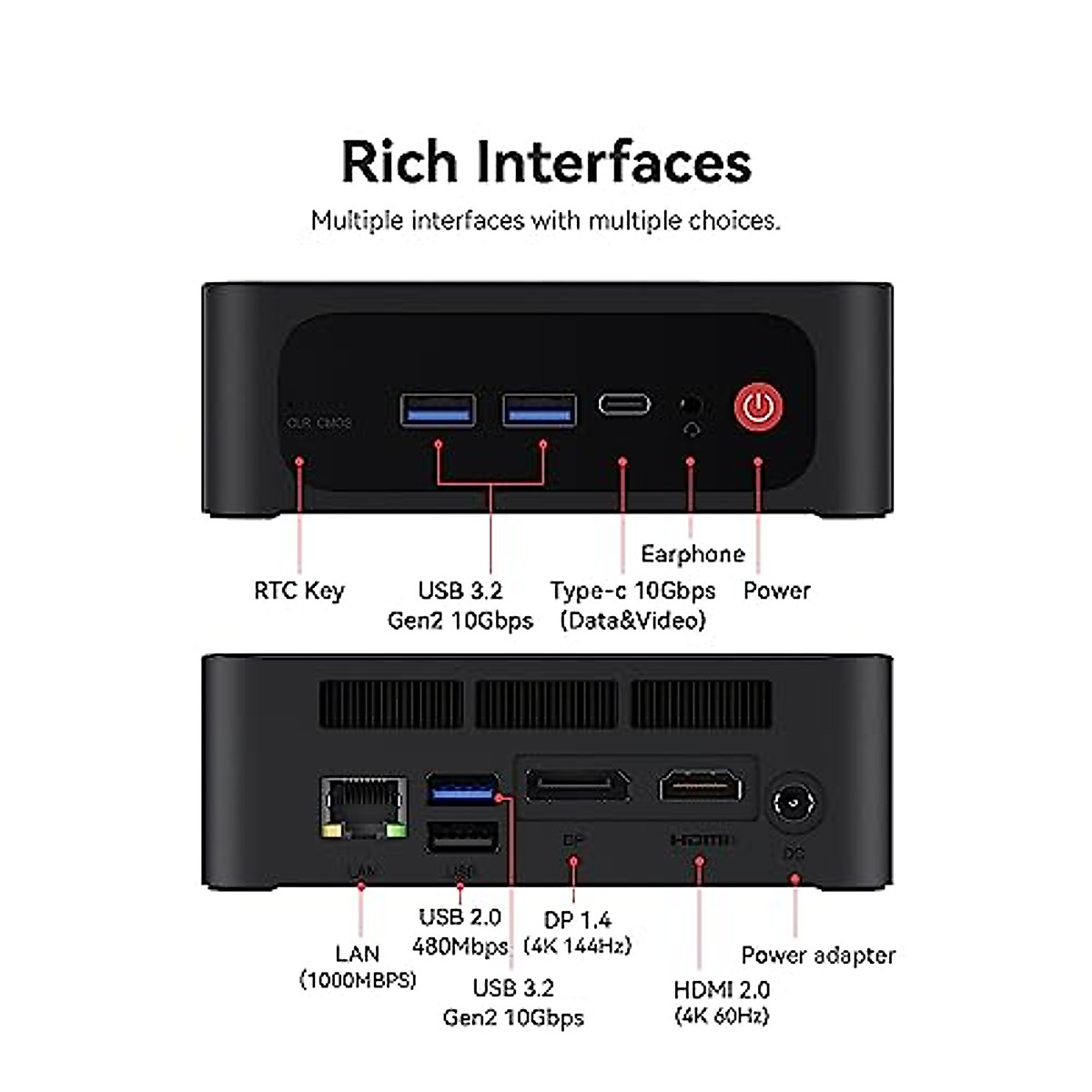 Beelink SER5 MAX Mini PC,Ryzen 7 5800H(8C/16T,up to 4.4GHz) Mini Computer,TDP 54W High-Performance Mini Desktop Computers,Micro PC 16GB/500GB PCle3.0 SSD 4K Triple Displays,WiFi6,BT5.2,USB3.2